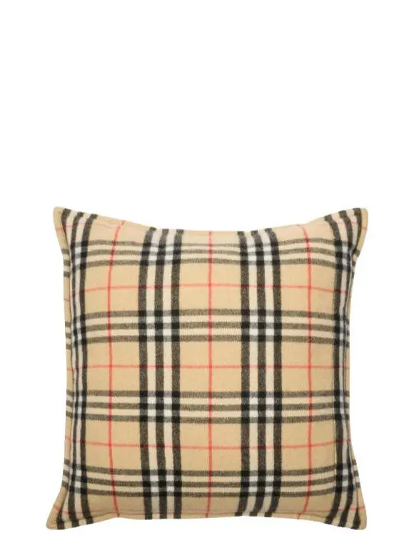 Burberry Checked Padded Cushion - Sand Beige