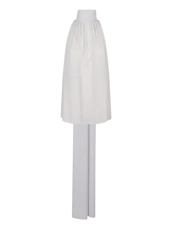Patrizia Pepe Tie Neck Top With High Collar And Back Tie - Fresh Grey