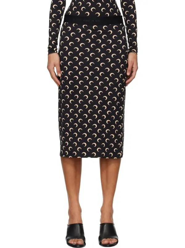 MARINE SERRE Moon-print Midi Skirt - Black