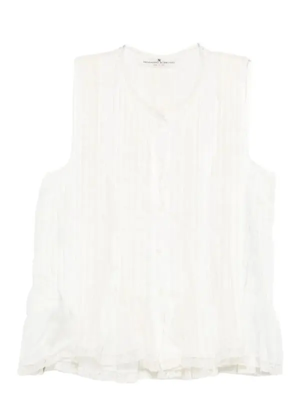 Ermanno Scervino Sleeveless Lace Trimmed Blouse - White