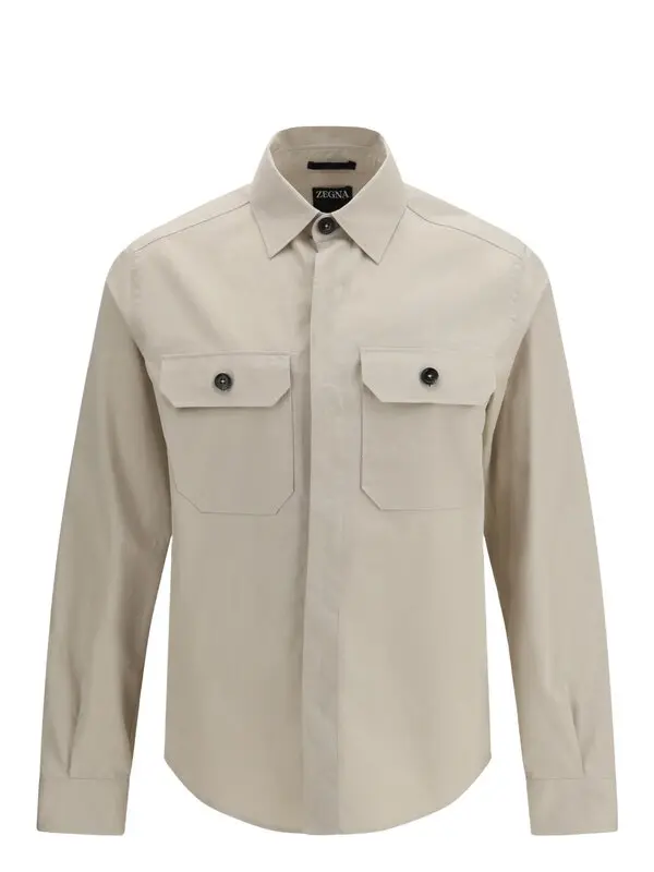 Zegna Flap Pocket Shirt Jacket - Nude