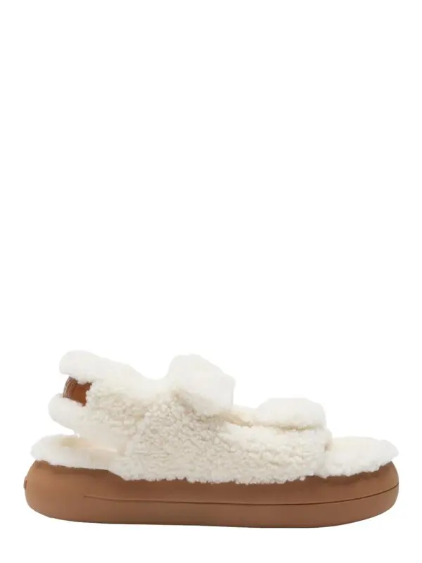 Moon Boot Shearling Sandals With Adjustable Shoelaces - Brown