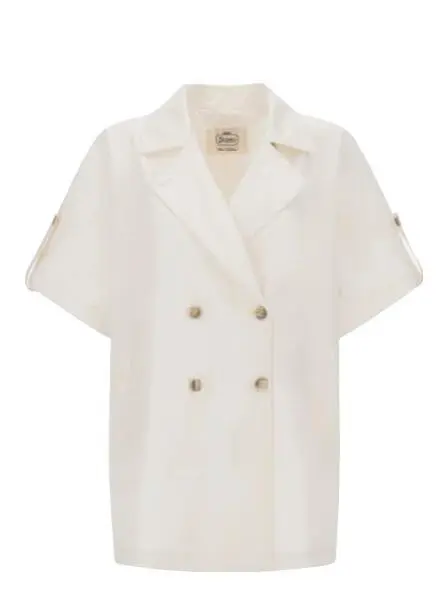 Herno Double Breasted Coat With Patch Pockets - White
