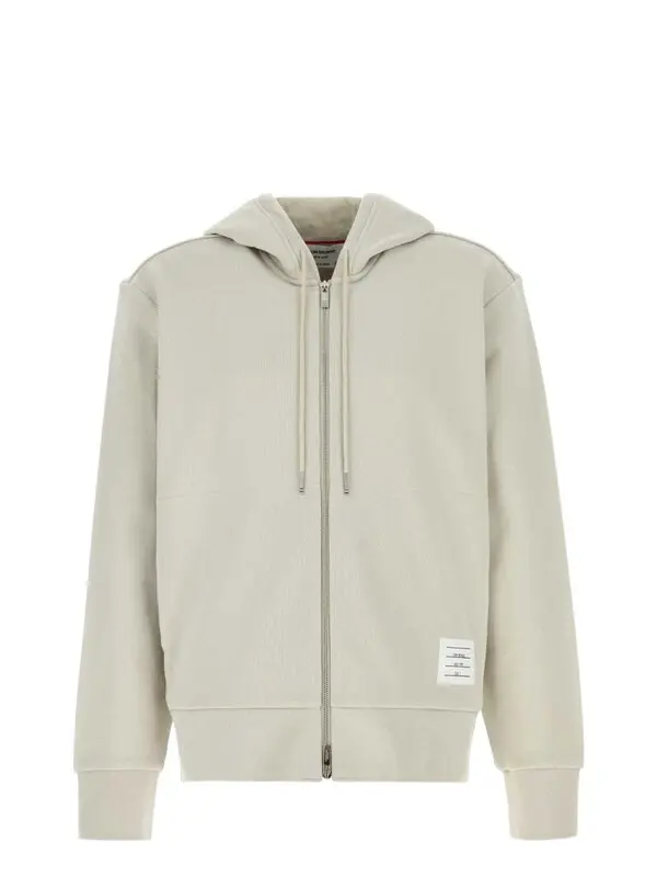 Thom Browne Zip-up Hoodie With Signature Details - Light Brown