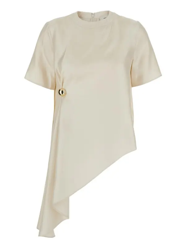 Loulou De Saison Asymmetrical Silk Blouse - Nude