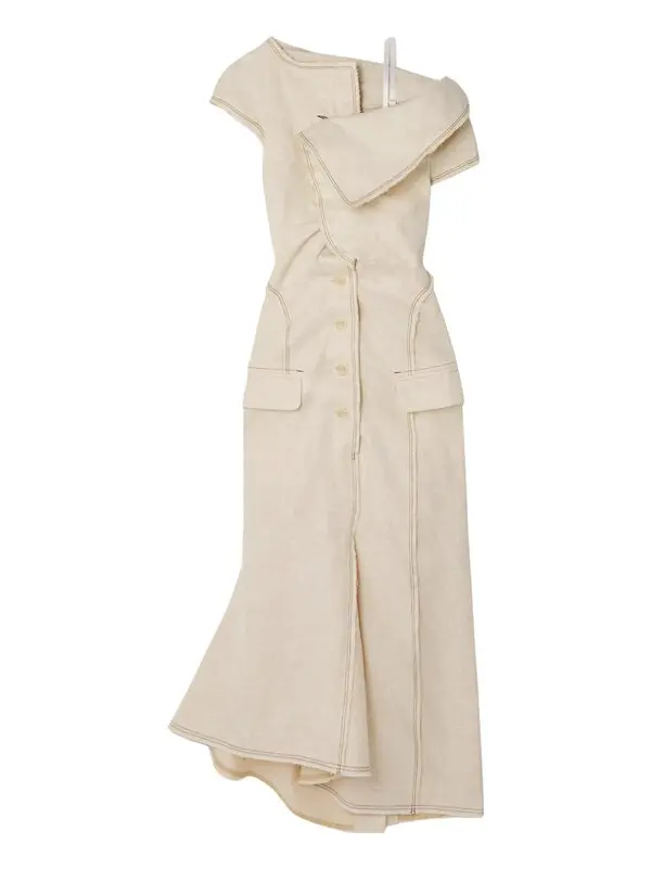 Jacquemus Camargue Asymmetric Maxi Dress - Nude
