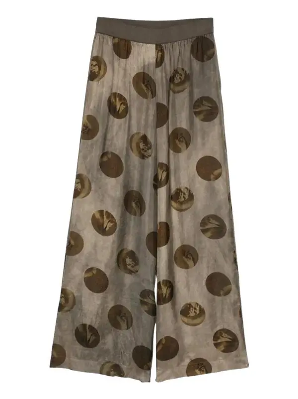UMA WANG Pansy Patterned Wide Leg Pants - Grey Brown