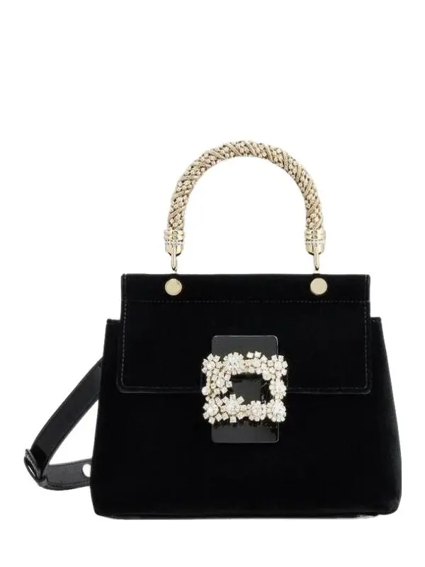 ROGER VIVIER Small Flower Strass Bag - Black