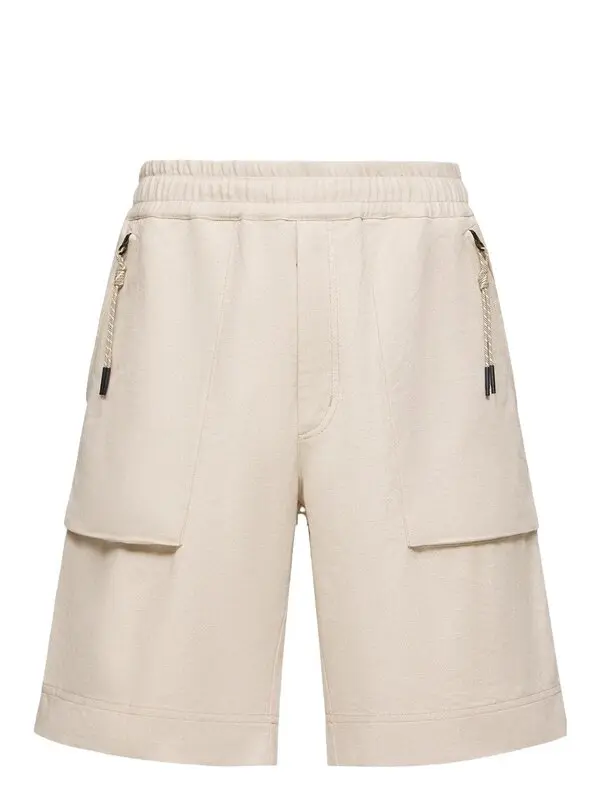 Moncler Cotton Linen Blend Shorts - Gray-beige