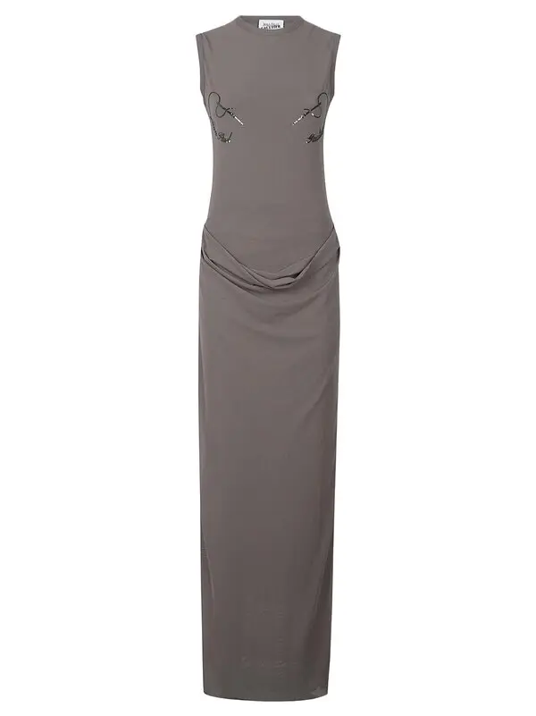 JEAN PAUL GAULTIER Sleeveless Maxi Dress With Embellishments - Gray