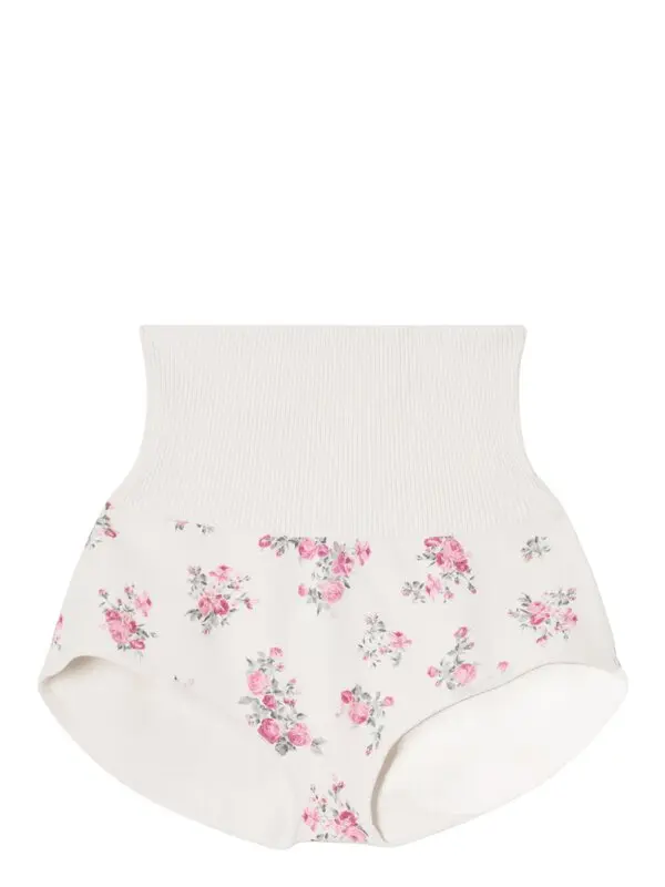 Magda Butrym Ribbed Floral Print Shorts - White