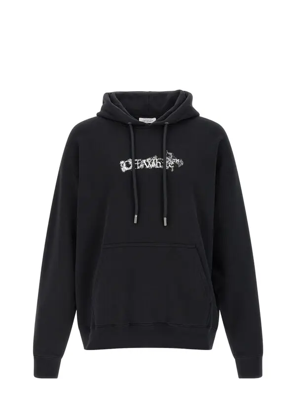 Off-White Logo Printed Drawstring Hoodie - Black