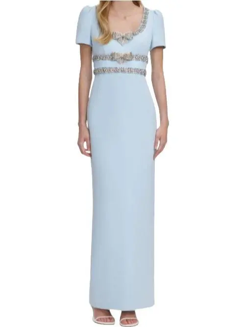 SELF-PORTRAIT Embellished Maxi Dress - Blue