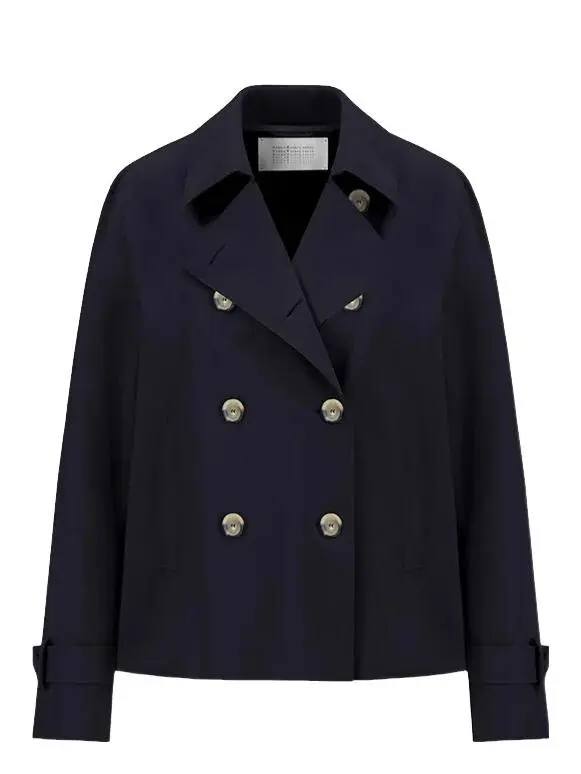 Harris Wharf London Double-breasted Cropped Jacket - Navy Blue