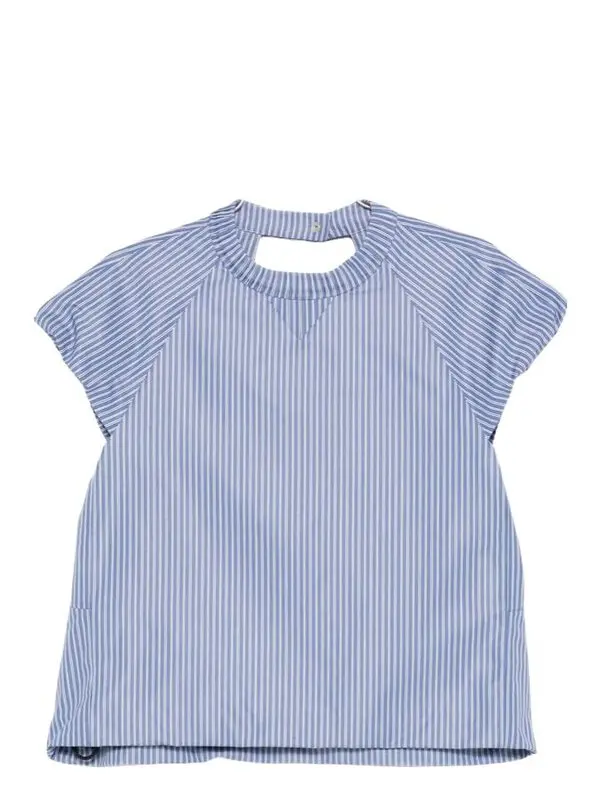 Sacai Striped T-shirt With Open Back - Blue
