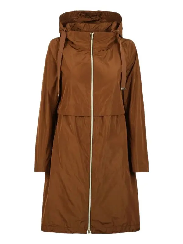 Herno Long A-line Hooded Coat - Brown