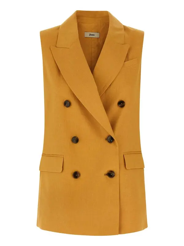 Herno Double-breasted Linen Blazer - Orange