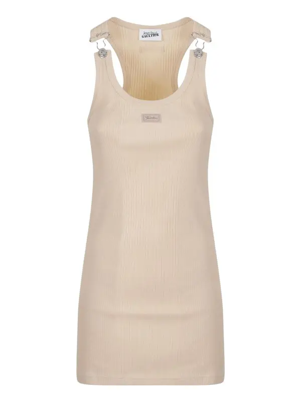 JEAN PAUL GAULTIER Ribbed Knit U-neck Dress - Nude