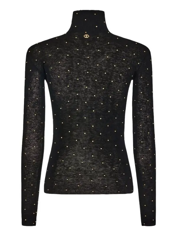 Rabanne Embellished Turtleneck Top - Black