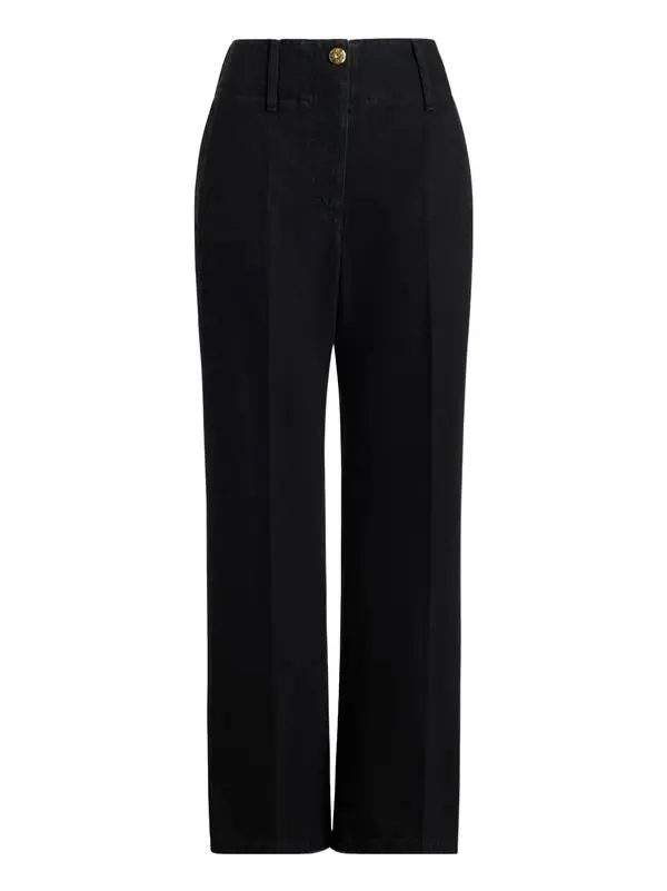 PATOU Wide Leg Jeans With Logo Button - Khol Stone