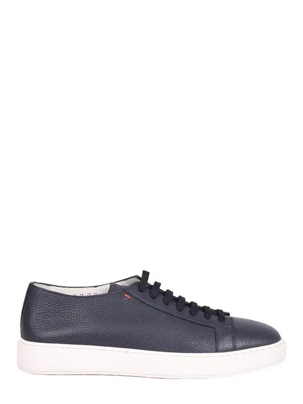 Santoni Leather Lace-up Sneakers - Black