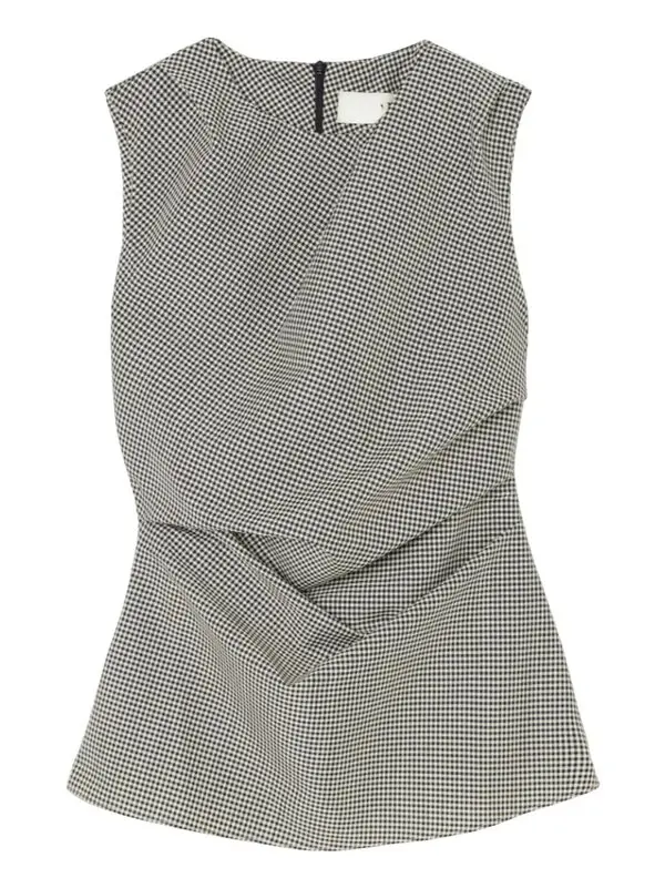 RÓHE Sleeveless Crewneck Plaid Top - Black