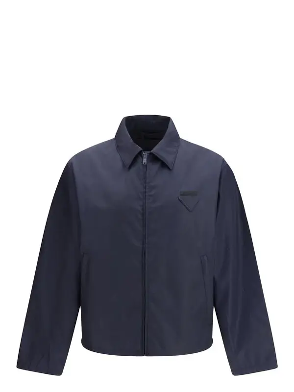 Prada Triangle Patch Zipped Jacket - Blue