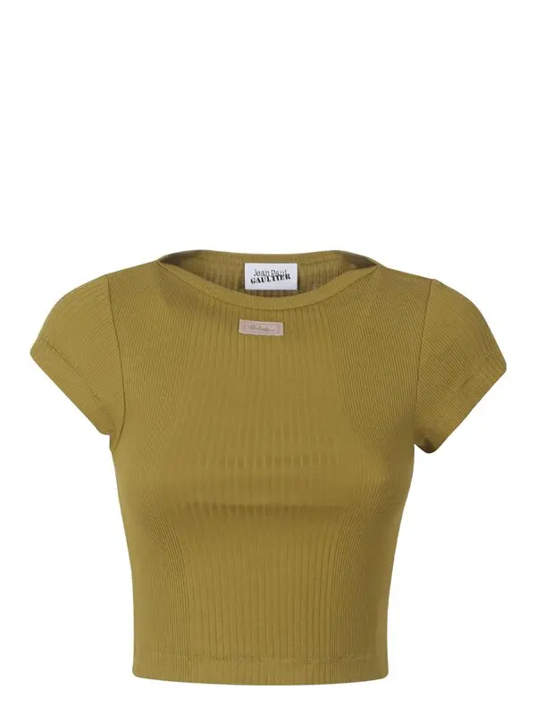 JEAN PAUL GAULTIER Cropped Ribbed T-shirt - Brown