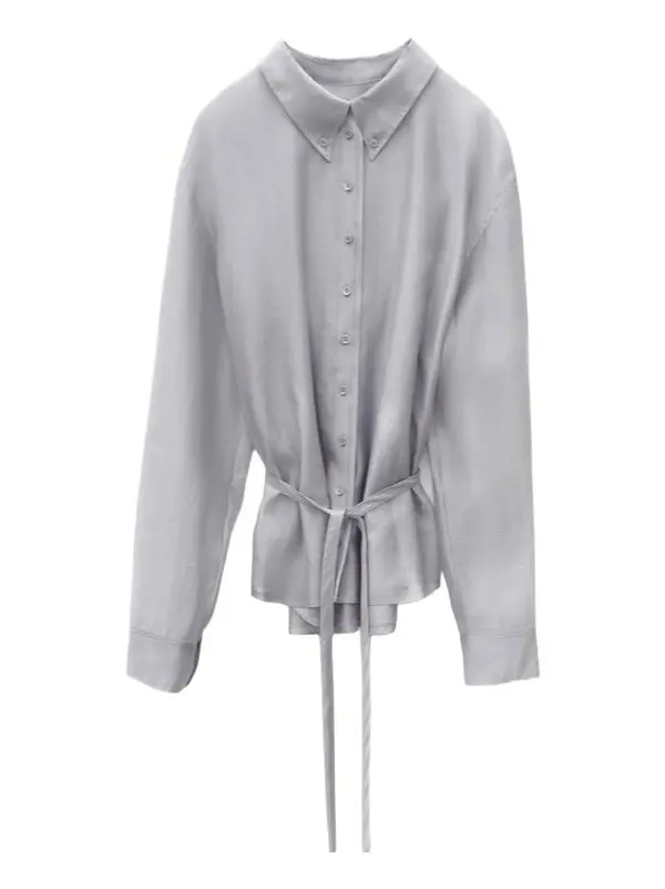 LOW CLASSIC Long Sleeve Shirt With Waist Tie - Lightgrey