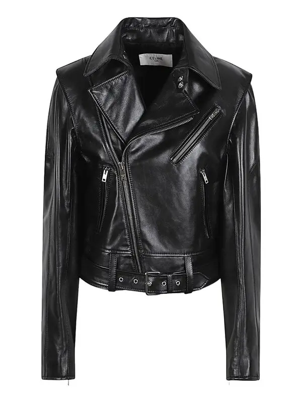 Celine Biker Jacket In Calfskin - Black