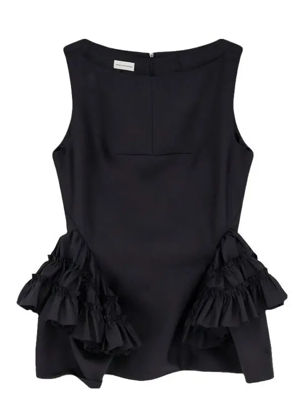Dries Van Noten Casey Ruffled Peplum Top - Black
