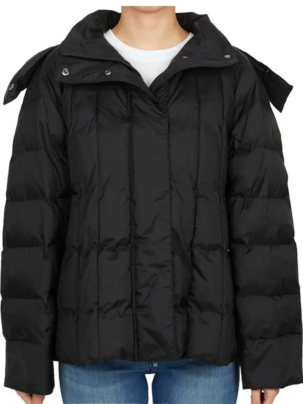 Max Mara Down Quilted Hooded Long Sleeve Coat - Black