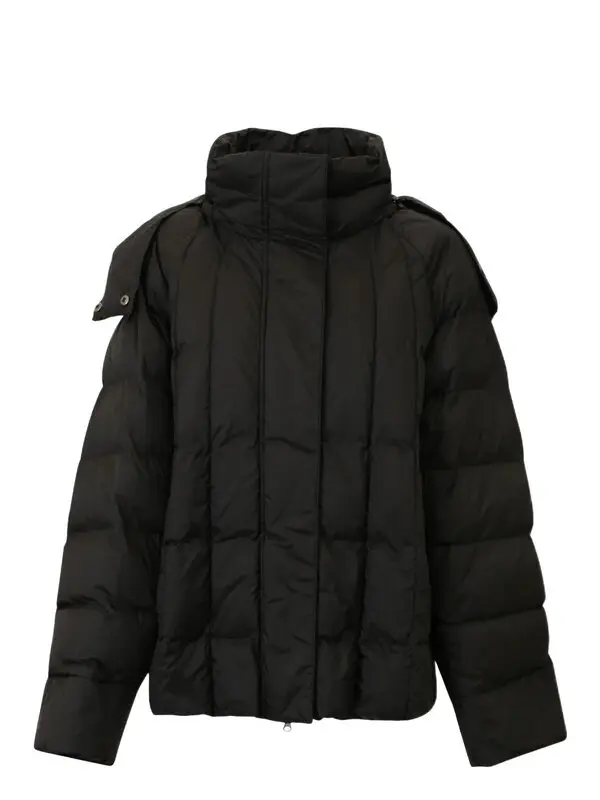 Max Mara Down Quilted Hooded Long Sleeve Coat - Black