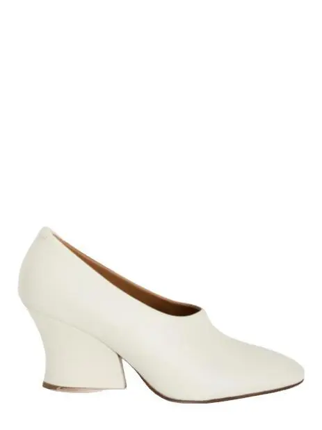 JIL SANDER Calf Leather Slip-on Pumps - Antique White
