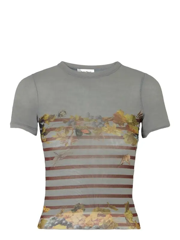 JEAN PAUL GAULTIER Stripe Detailed Crewneck T-shirt - Grey