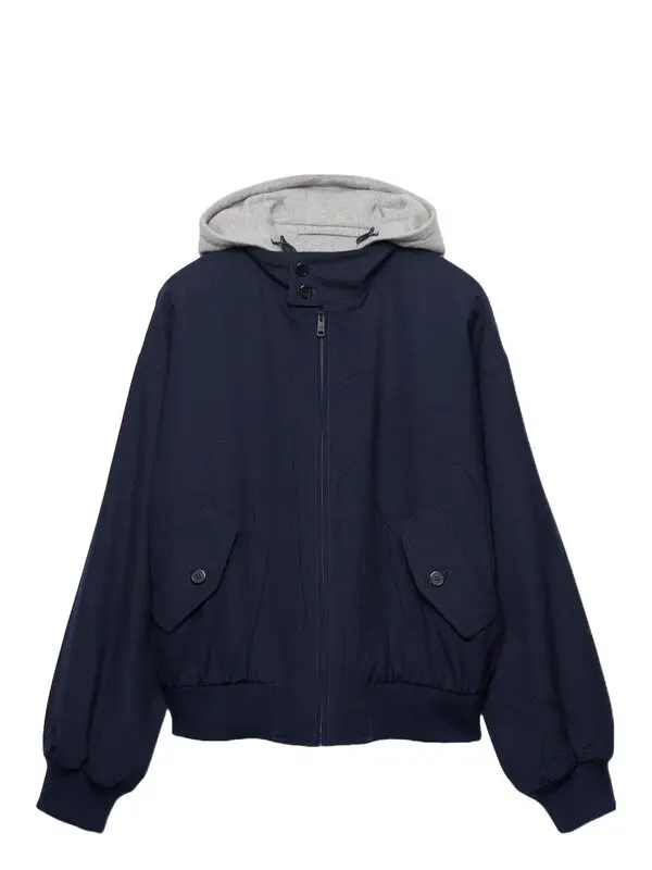 Prada Hooded Wool Jacket - Navy Blue