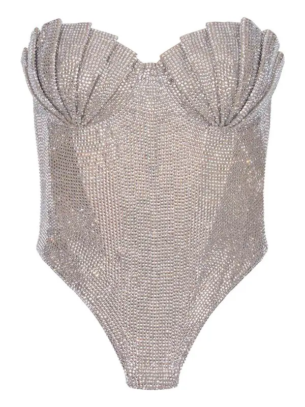 Giuseppe Di Morabito Rhinestone Bustier Top - Gray