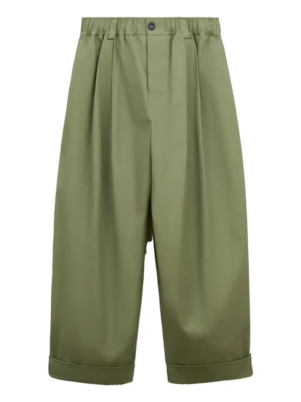 Marni Pleated Cotton Canvas Trousers - Mint Green