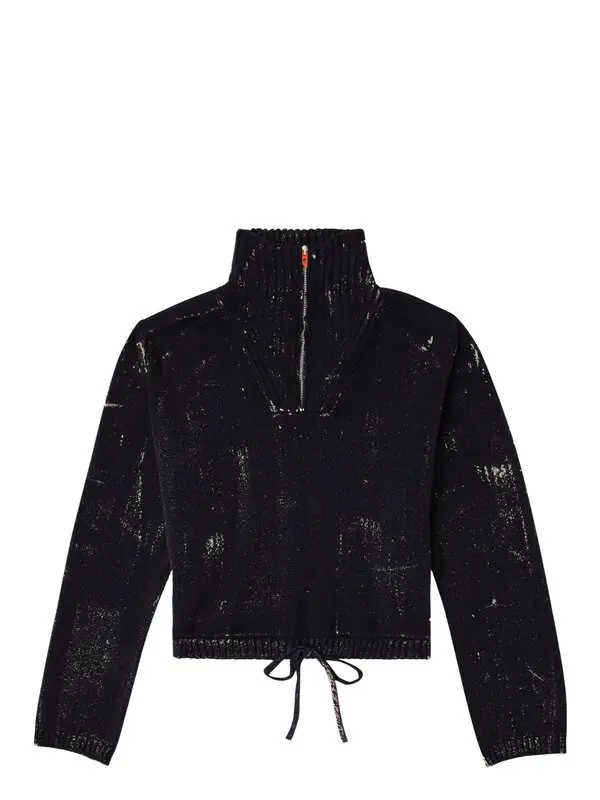 DIESEL® Half-zip Sweater With Drawstring Hem - Black