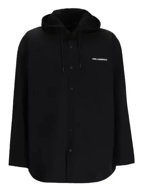 Karl Lagerfeld Logo Lettering Hooded Jacket - Black