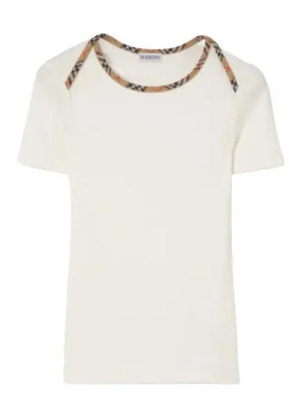 Burberry Check Trim T-shirt - Chalk White