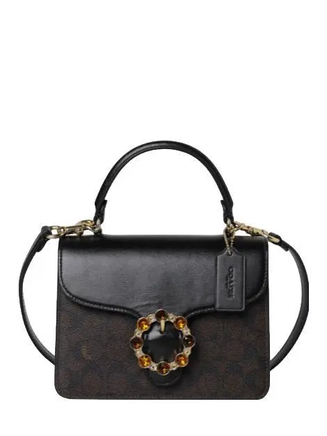 COACH Signature Canvas Courtney Top Handle Bag - Black