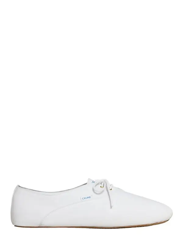 Celine Ballet Lace-up Shoes In Lambskin - White