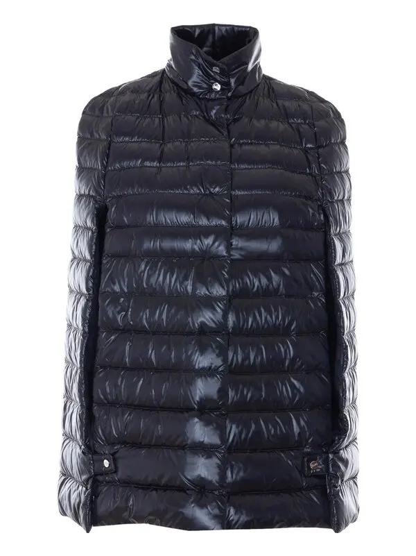 Herno Quilted High Neck Cape - Black