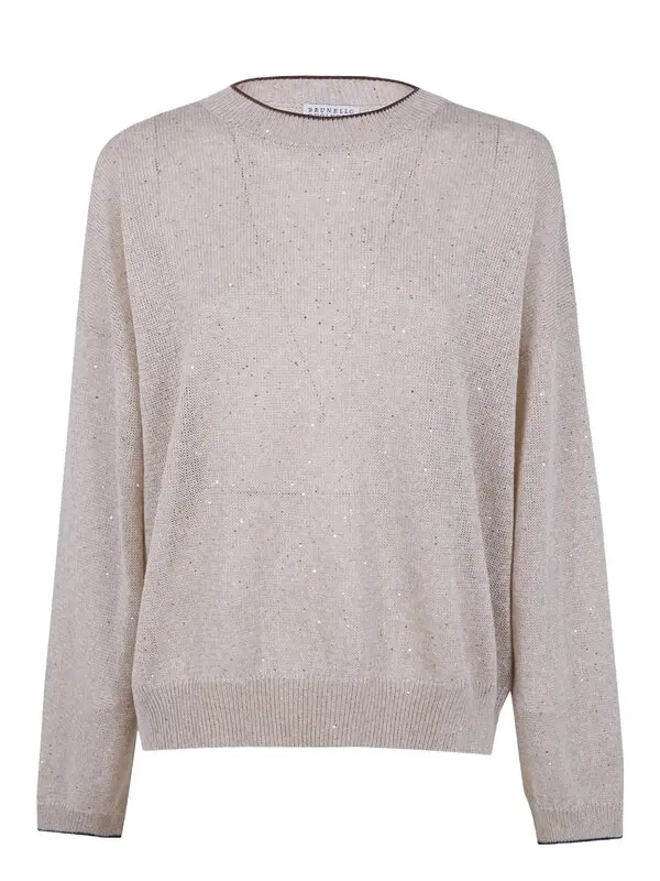Brunello Cucinelli Embellished Crewneck Jumper - Gray