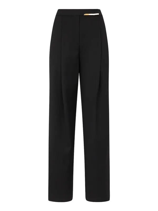 Elisabetta Franchi High-waist Wide-leg Tailored Trousers With Logo Detail - Black