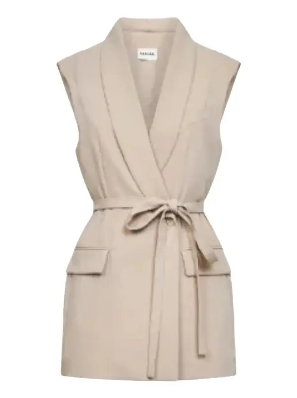 P.a.r.o.s.h Sleeveless Belted Top With Shawl Collar - Nude