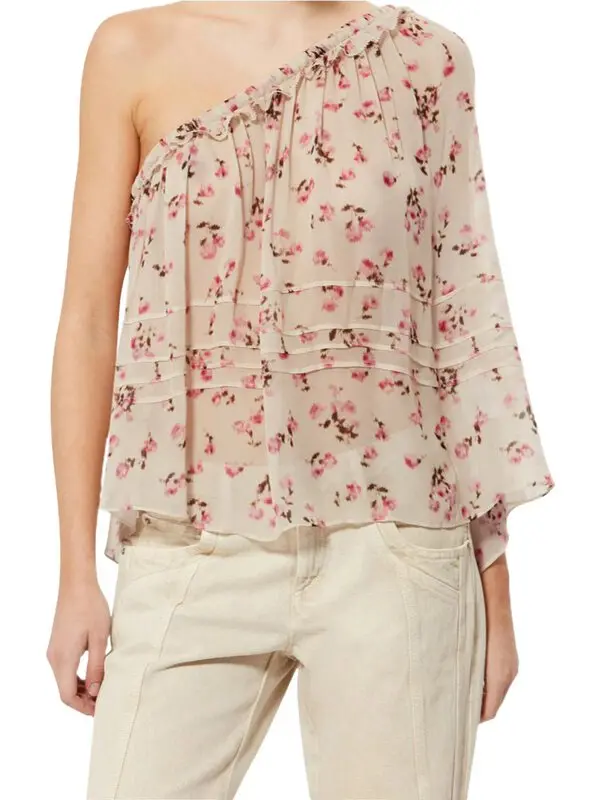 Isabel Marant Étoile Loeva One-shoulder Floral Blouse - Nude