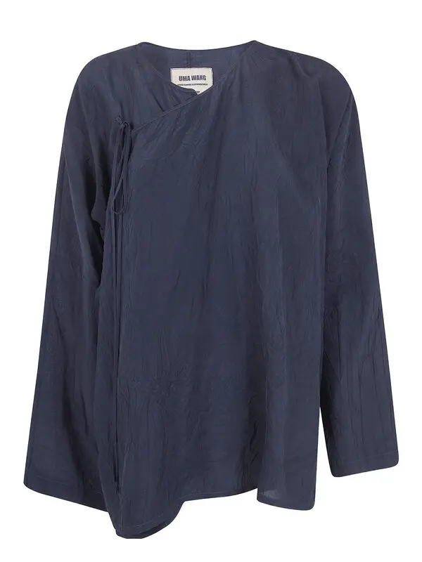 UMA WANG Tanesha Blouse With Side Ties - Navy