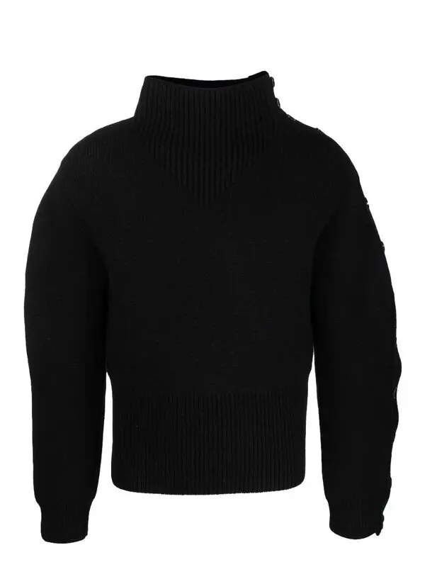 Bottega Veneta Mock Neck Ribbed Jumper - Black